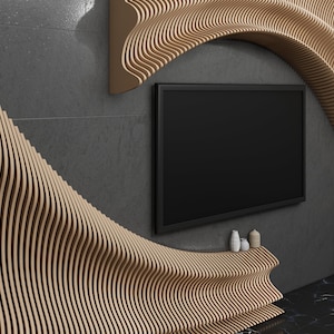 Parametric Wavy Wooden Tv Unit Shelf Tv Panel Design, Parametric ...