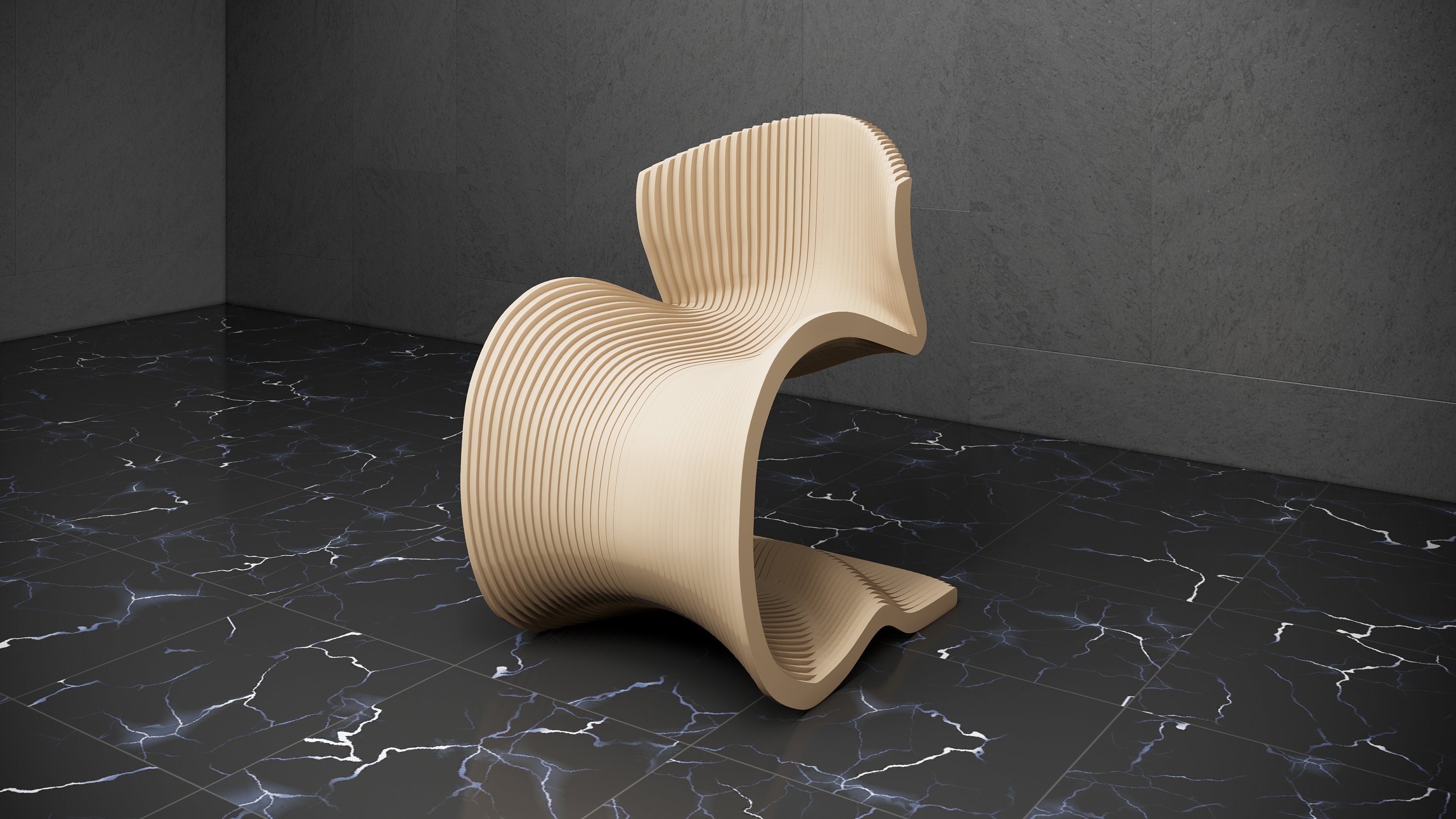 Parametric Design Wavy Wooden Art Chair Model Interior Modern Furniture ...