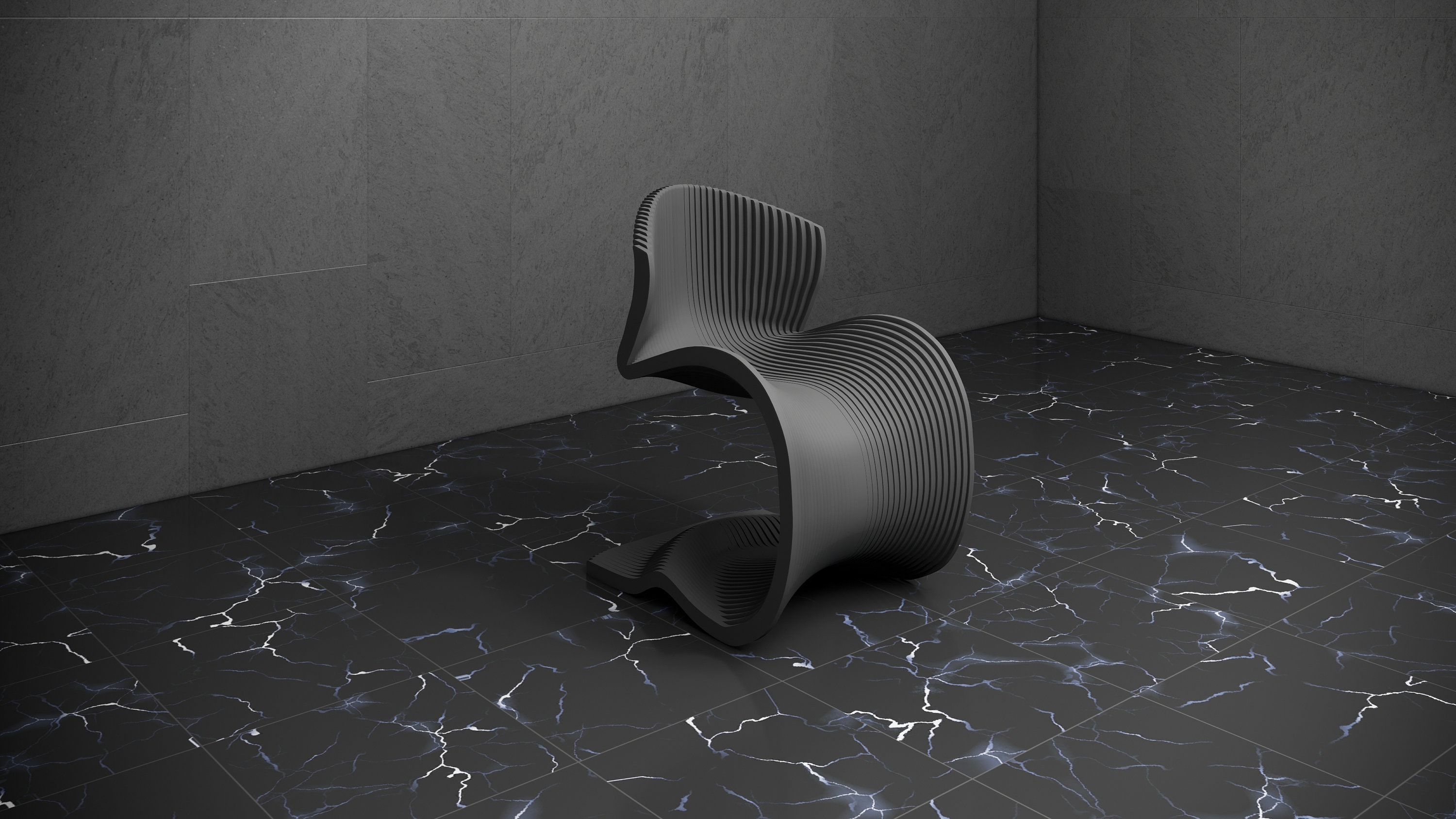 Parametric Design Wavy Wooden Art Chair Model Interior Modern Furniture ...
