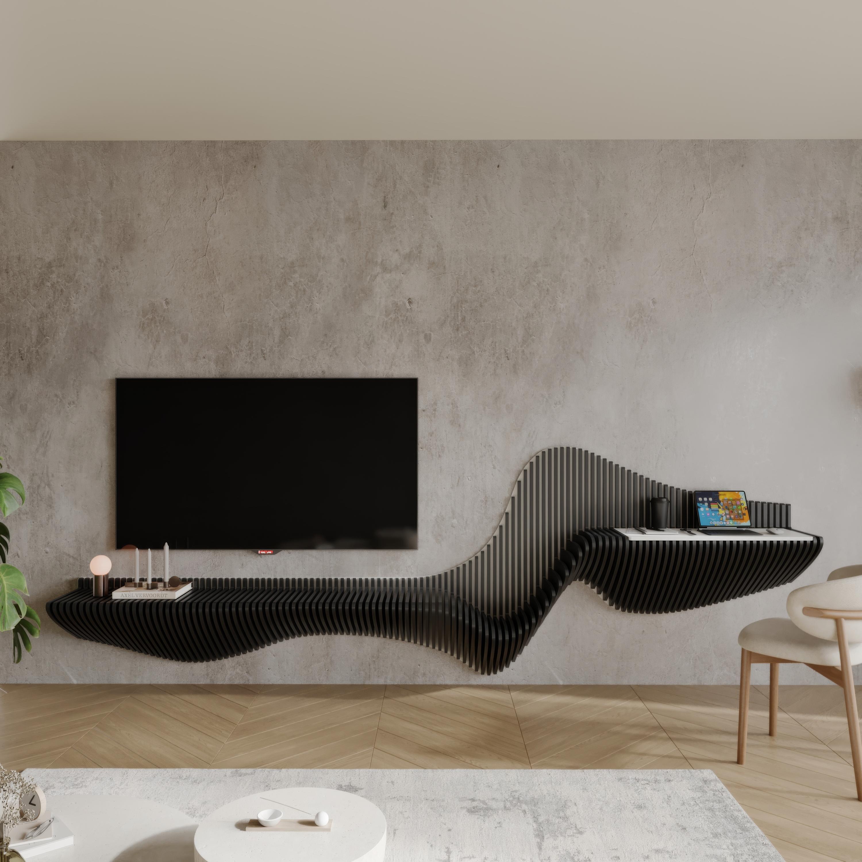 Parametric Shelf Unit Wavy Wooden Tv Unit Design & Architecture Art ...