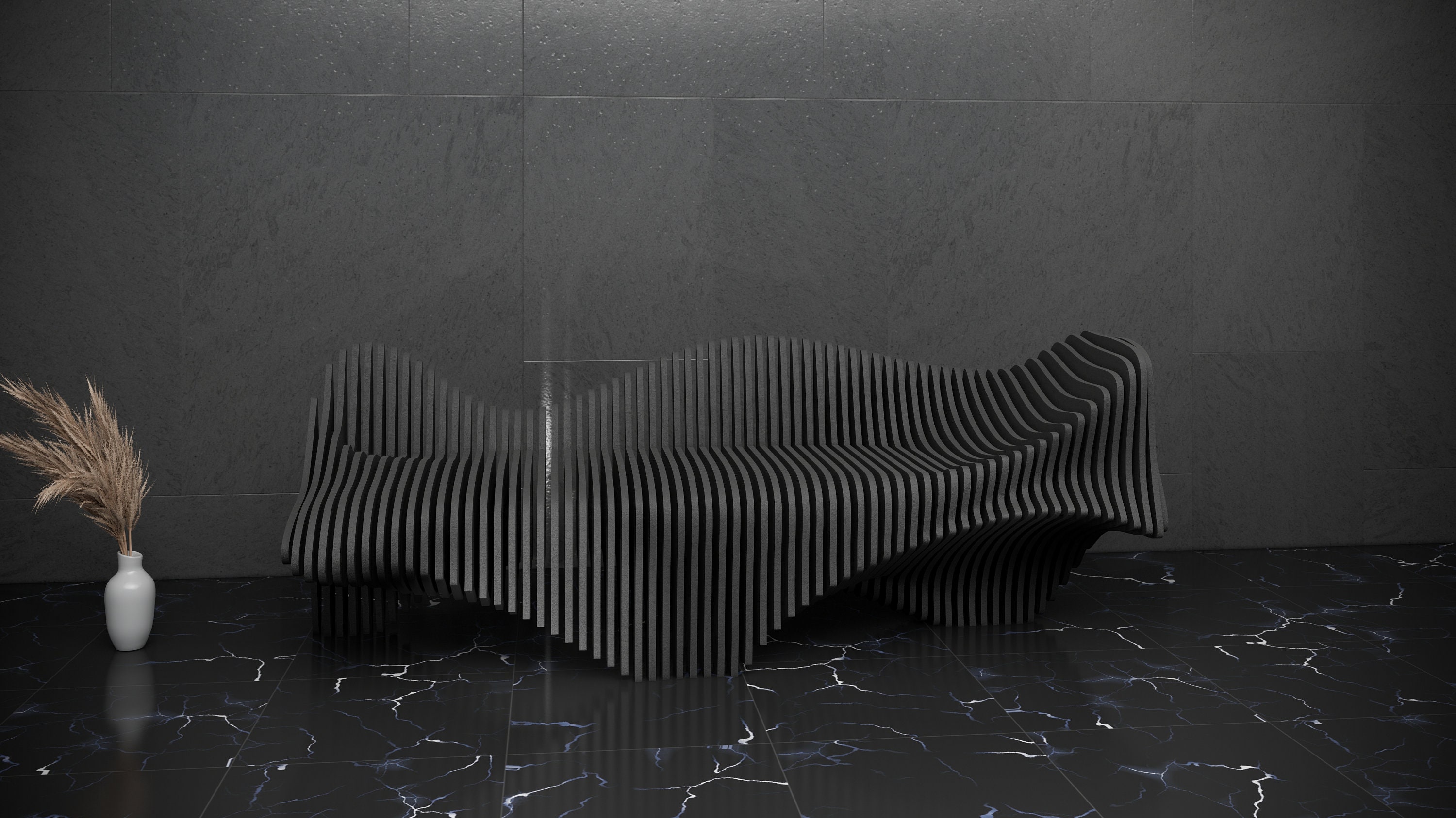Parametric Sofa Design Wavy Wooden - Modern Furniture - 3D Art CNC ...
