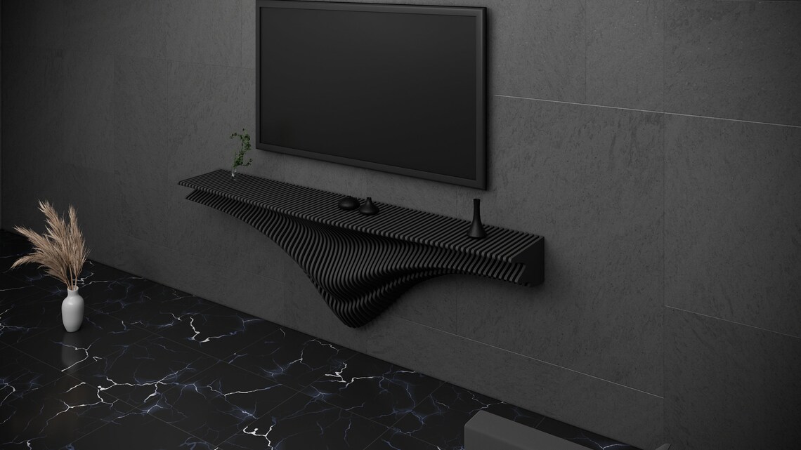 Parametric Shelf Unit Wavy Wooden Tv Unit Design & Architecture Art ...
