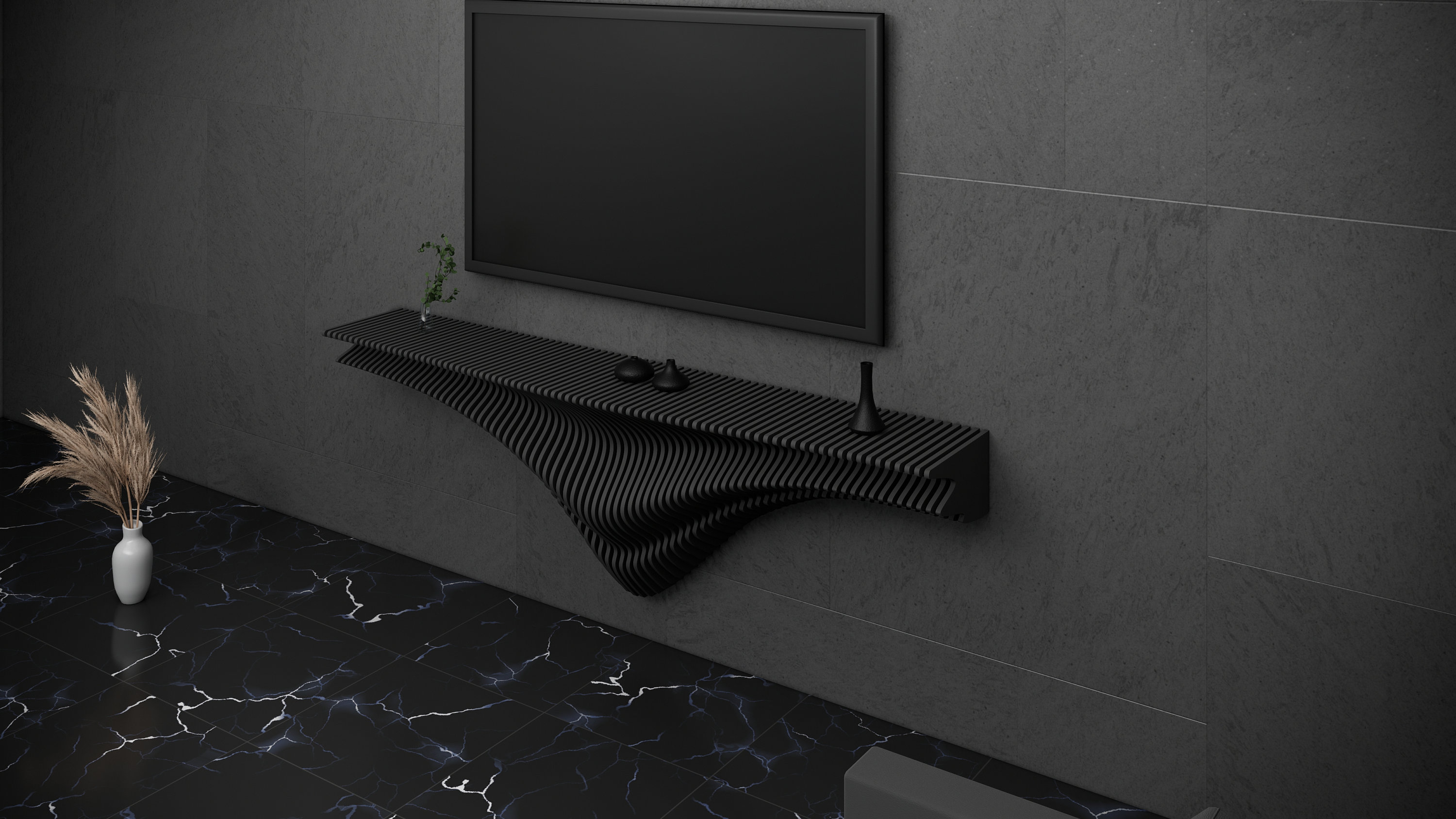Parametric Shelf Unit Wavy Wooden Tv Unit Design & Architecture Art ...