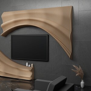 Parametric Wavy Wooden Tv Unit Shelf Tv Panel Design, Parametric ...