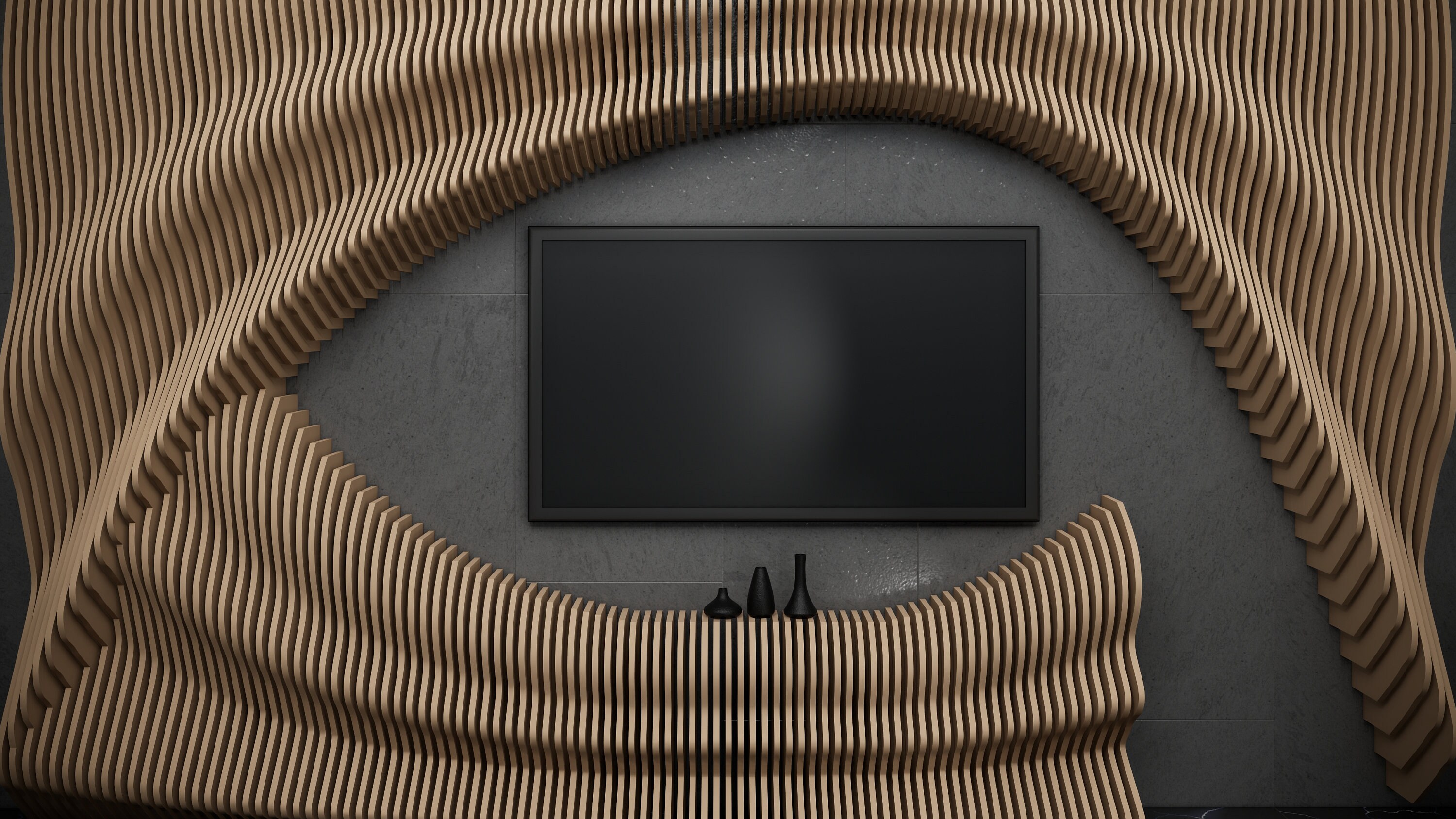 Parametric Art Wavy Wooden Panel and Modern TV Unit Design - CNC Router ...