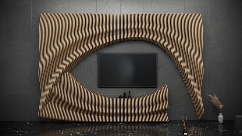 Parametric Art Wavy Wooden Panel and Modern TV Unit Design - CNC Router ...