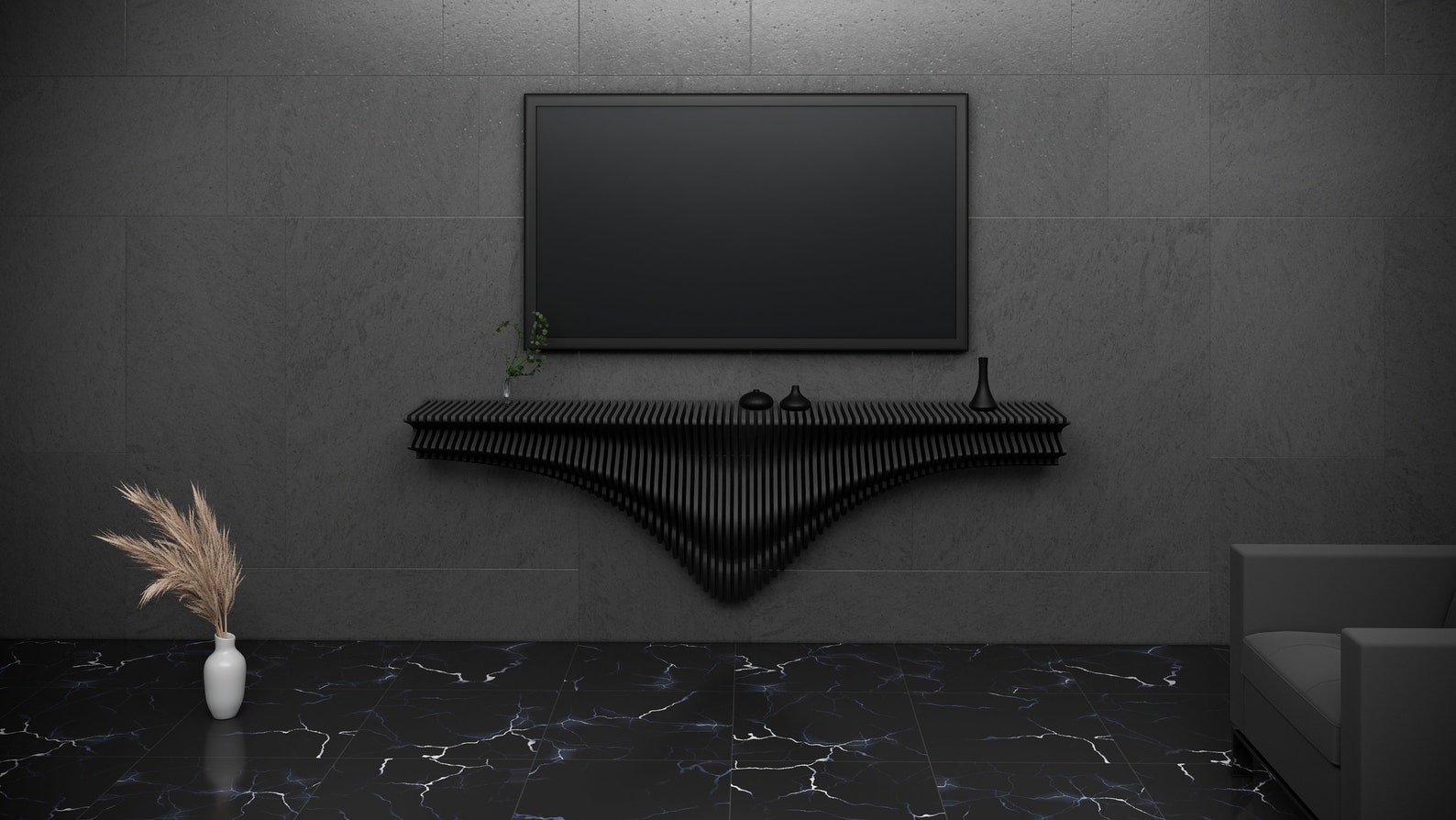 Parametric Shelf Unit Wavy Wooden Tv Unit Design & Architecture Art ...