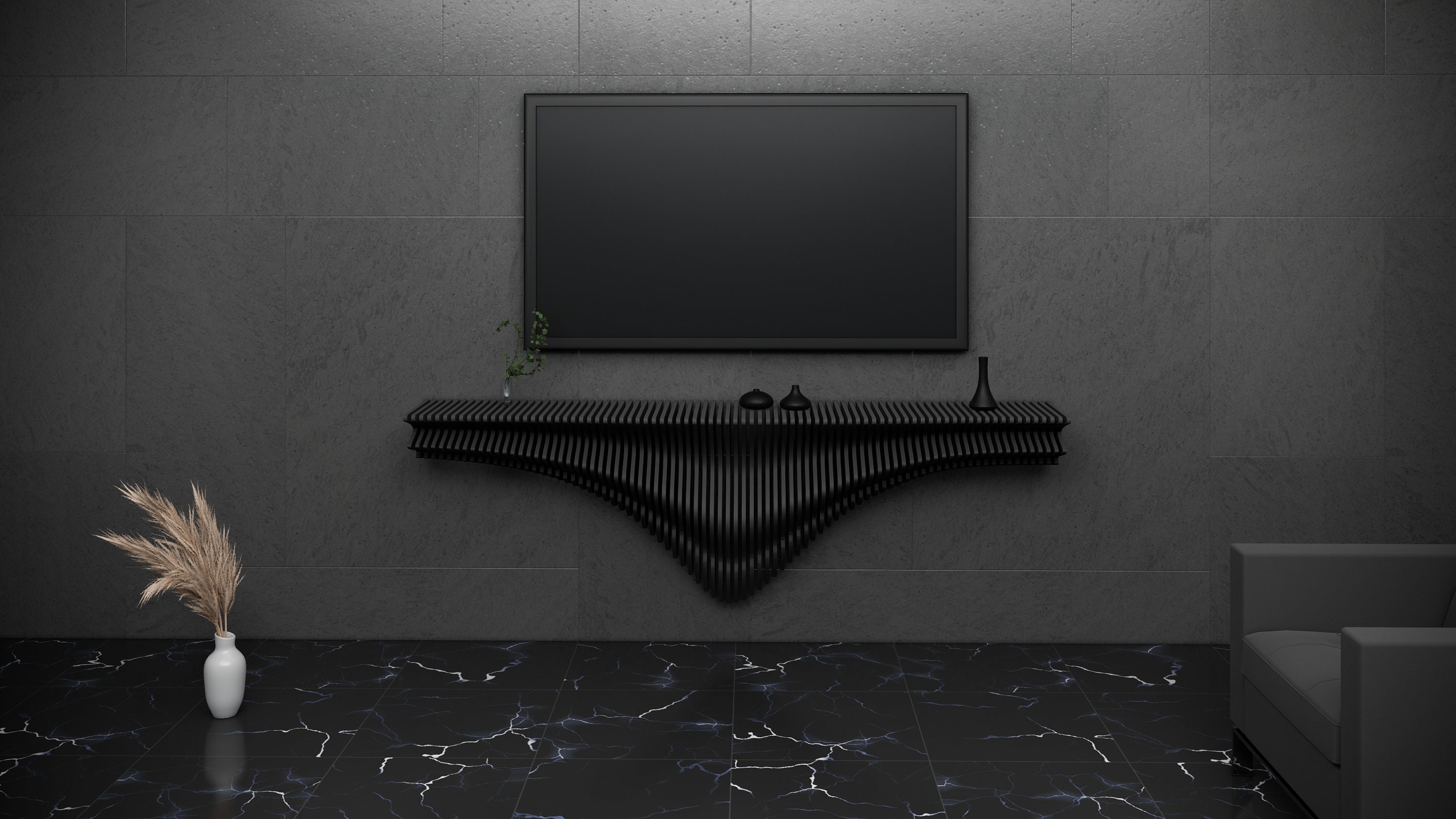 Parametric Shelf Unit Wavy Wooden Tv Unit Design & Architecture Art ...