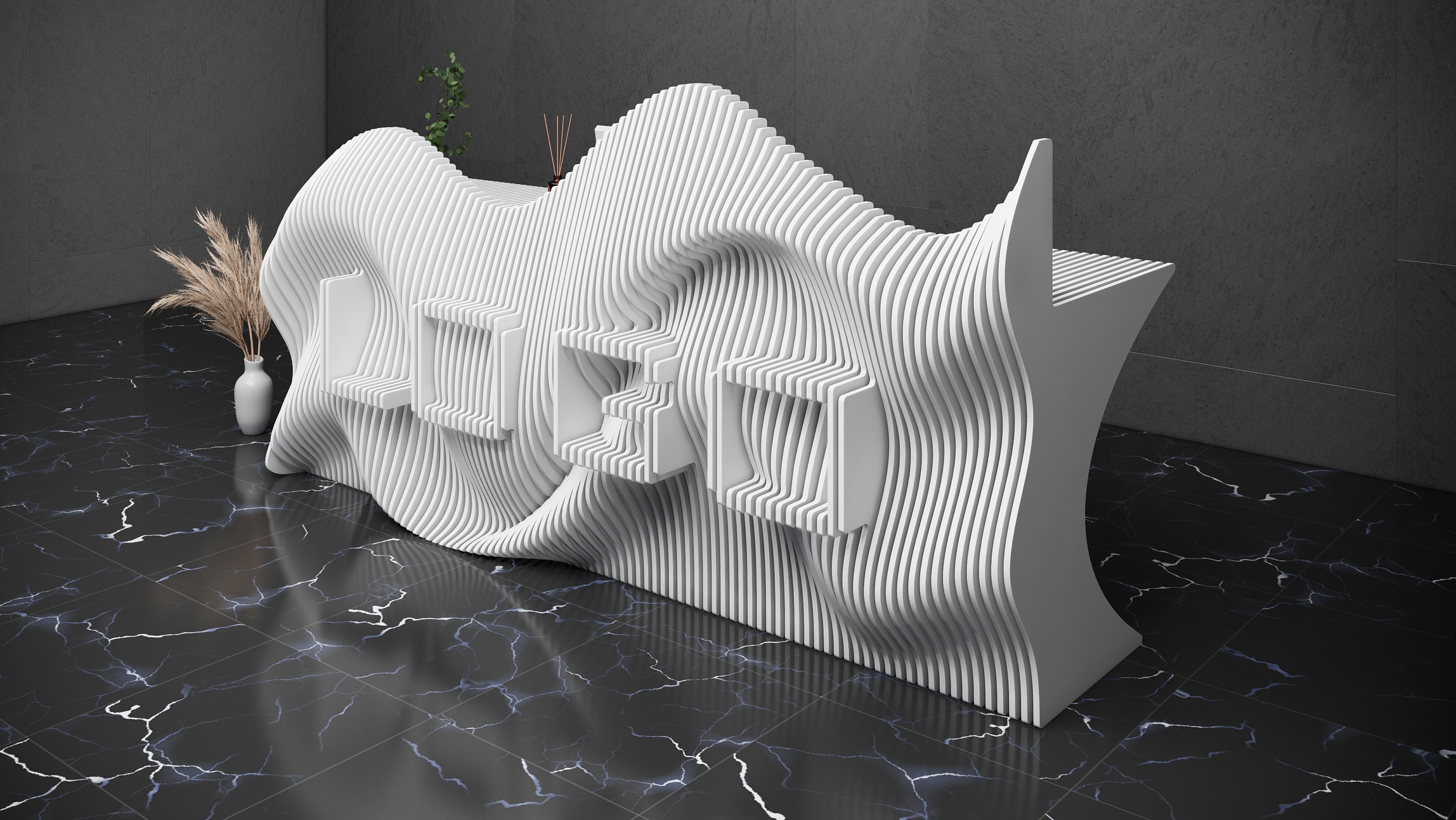 Parametric Logo Design Wavy Wooden Parametric Office Desk and Interior ...