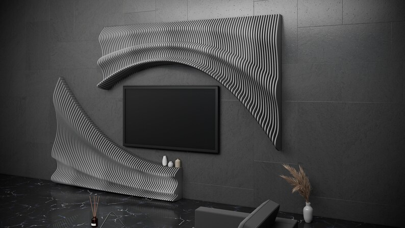 Parametric Wavy Wooden Tv Unit Shelf Tv Panel Design, Parametric ...