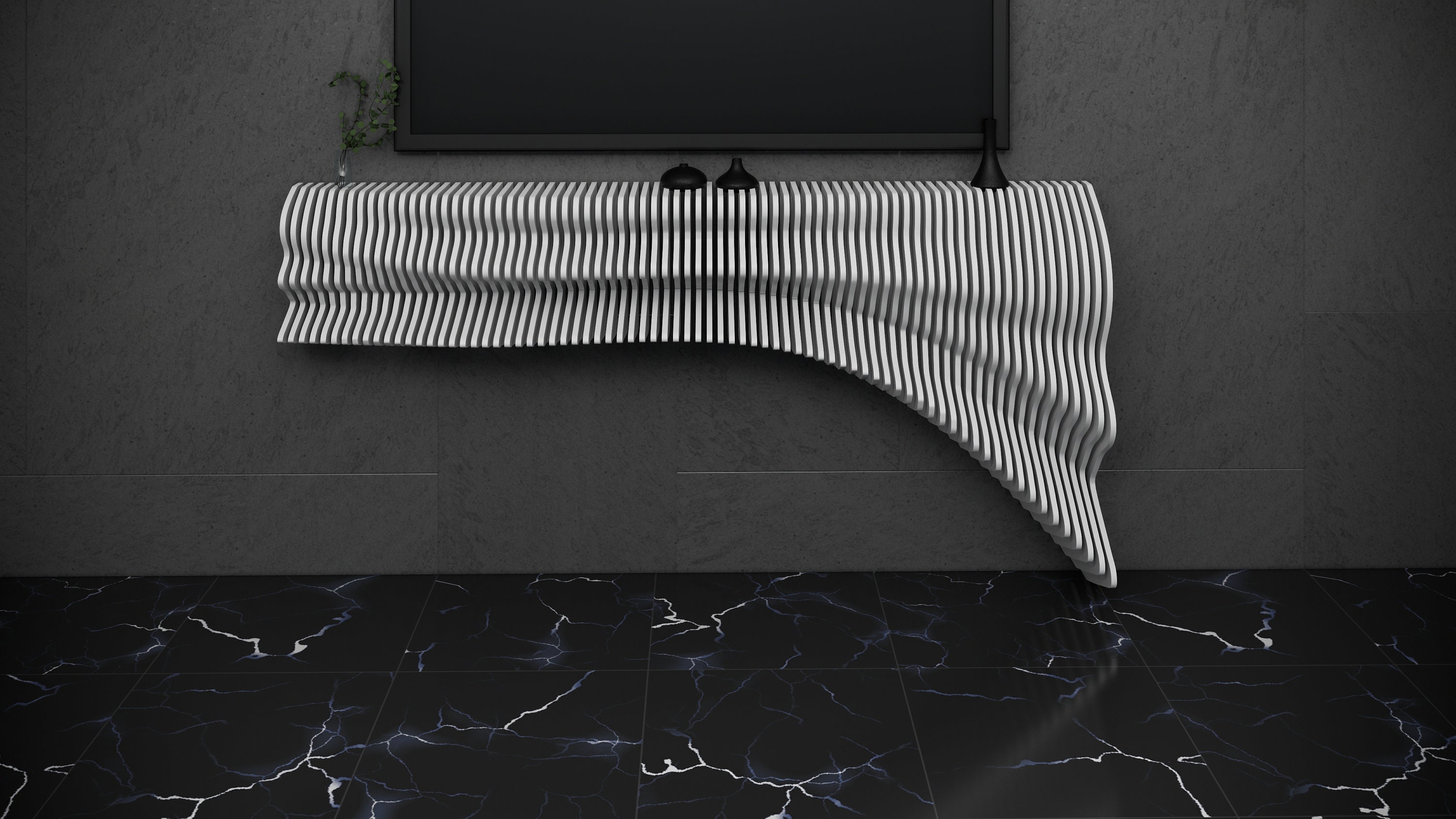 Parametric Shelf Unit Wavy Wooden Tv Unit Design & Architecture Art ...