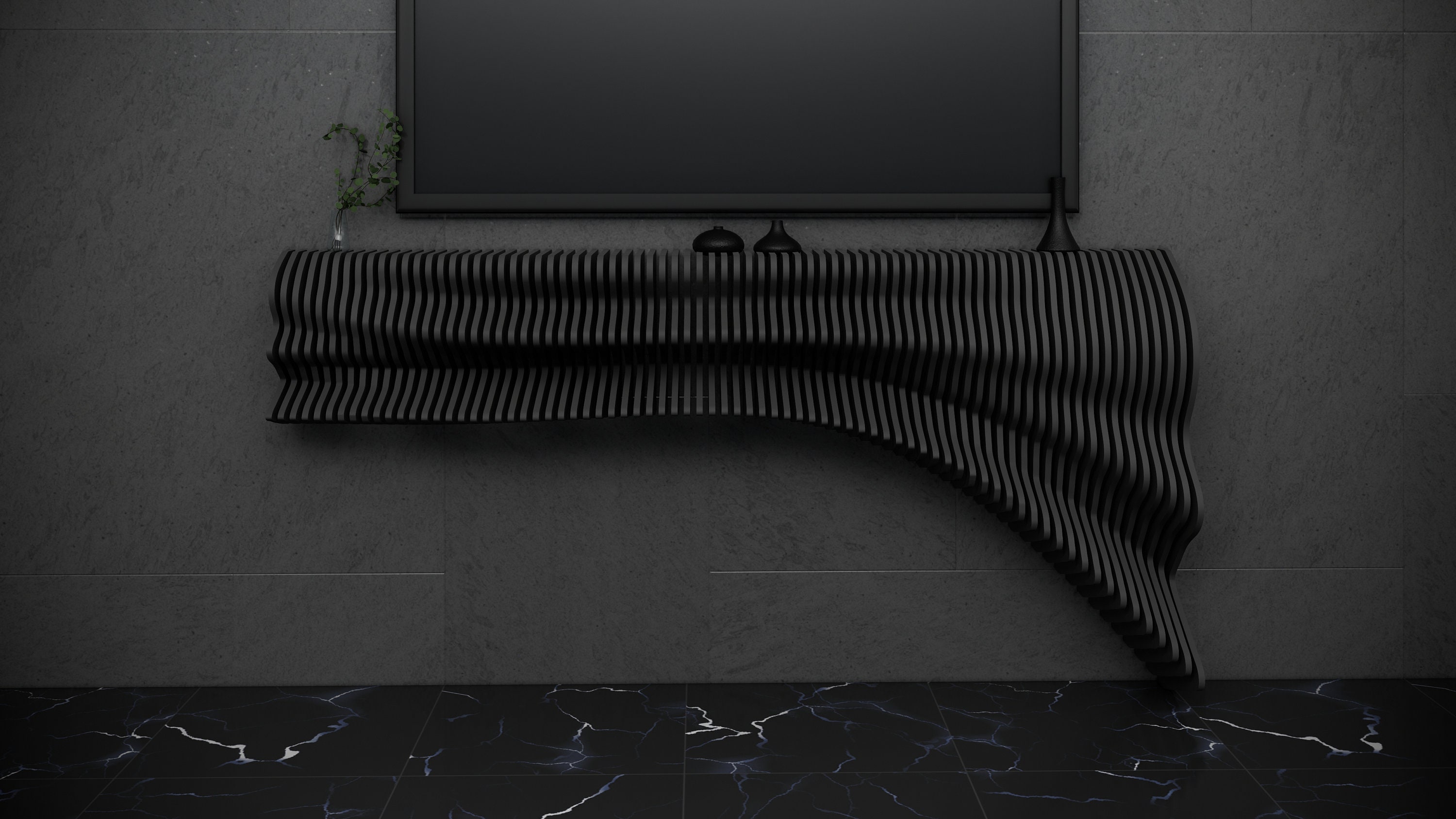 Parametric Shelf Unit Wavy Wooden Tv Unit Design & Architecture Art ...