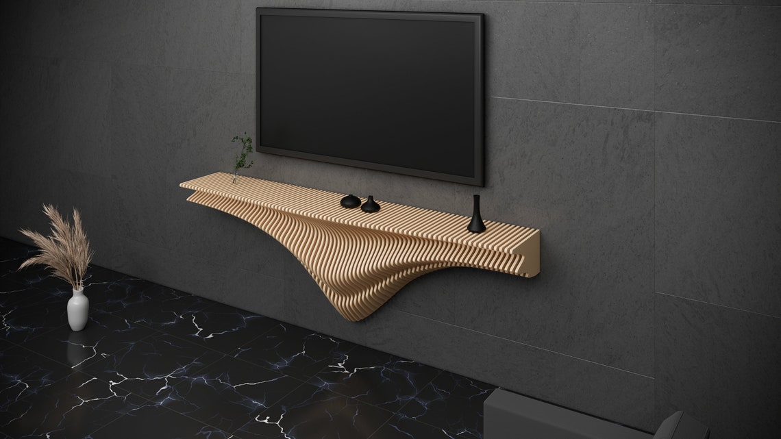 Parametric Shelf Unit Wavy Wooden Tv Unit Design & Architecture Art ...