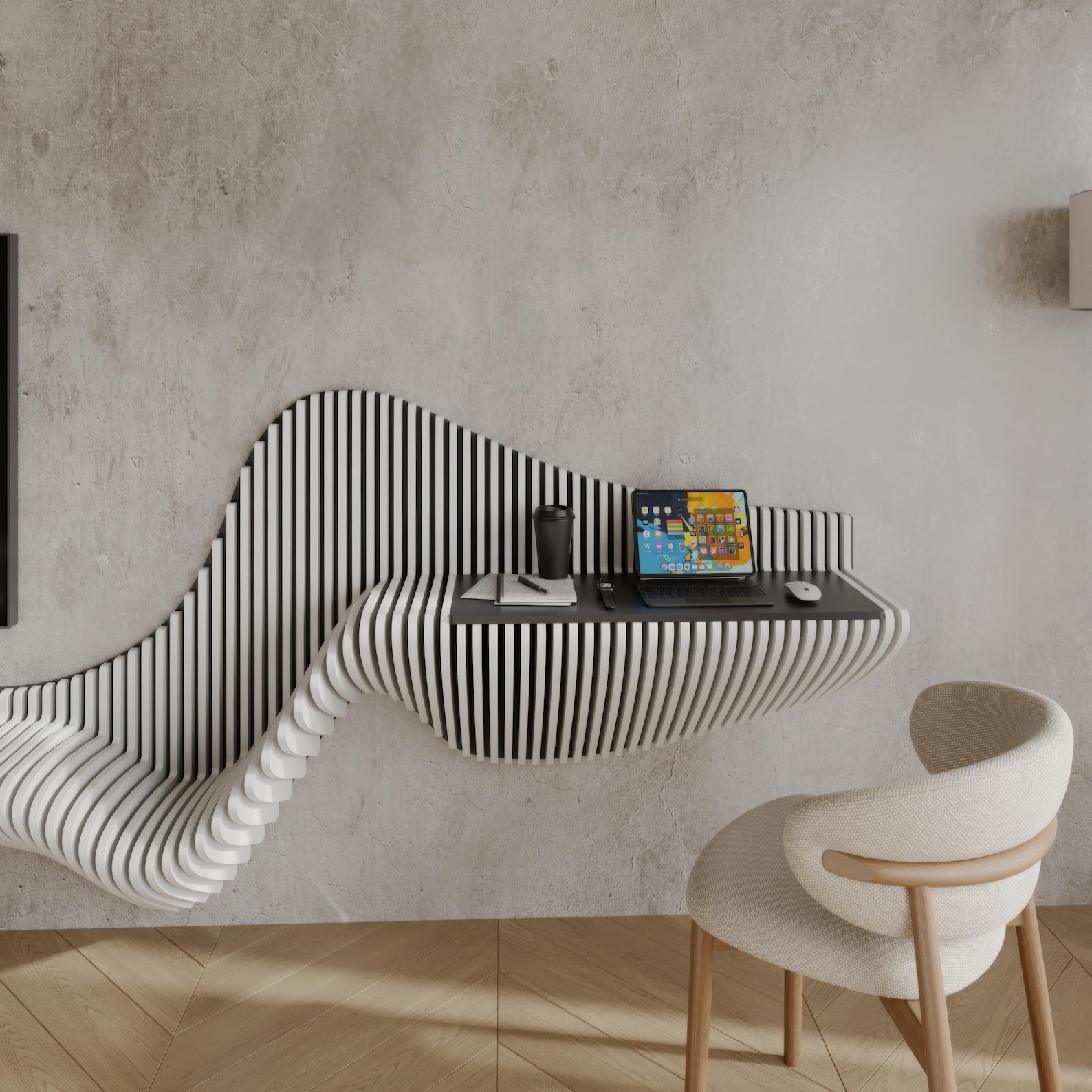 Parametric Shelf Unit Wavy Wooden Tv Unit Design & Architecture Art ...