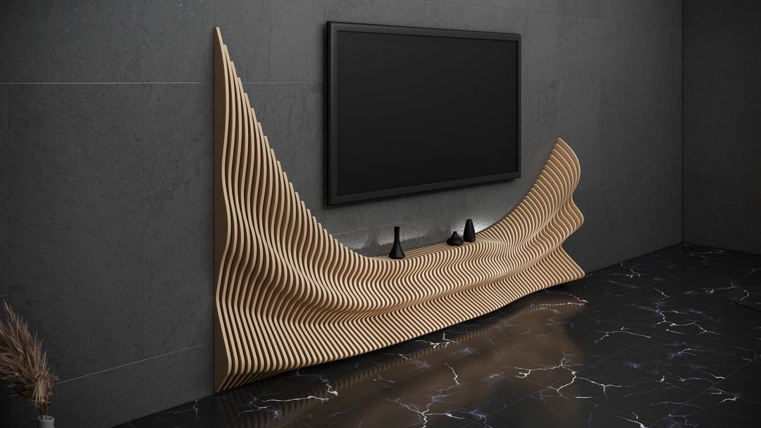 Parametric Shelf Unit Wavy Wooden Tv Unit Design & Architecture Art ...