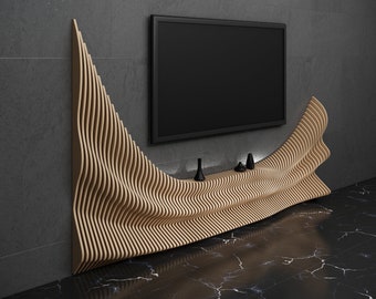 Parametric Shelf Unit Wavy Wooden Tv Unit Design & Architecture Art ...
