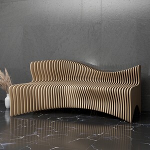 Parametric Art Wavy Wooden Sofa Design & Modern Furniture Design - 3D ...