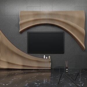 Parametric Wavy Wooden Tv Unit Shelf Tv Panel Design, Parametric ...