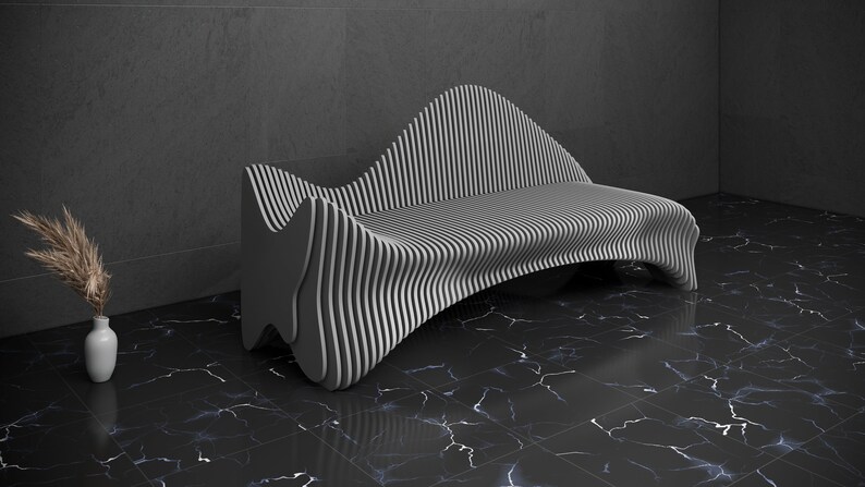 Parametric Sofa Design Wavy Wooden Modern Office and Home Furniture 3D ...