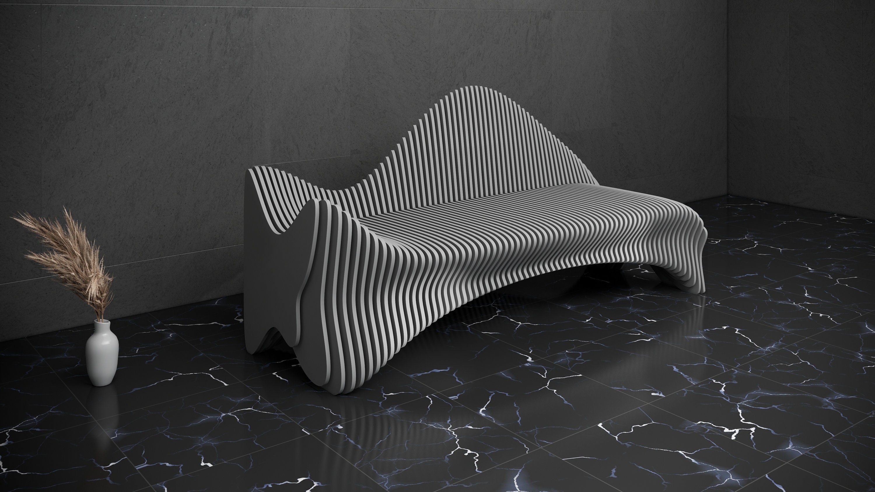 Parametric Sofa Design Wavy Wooden - Modern Office and Home Furniture ...