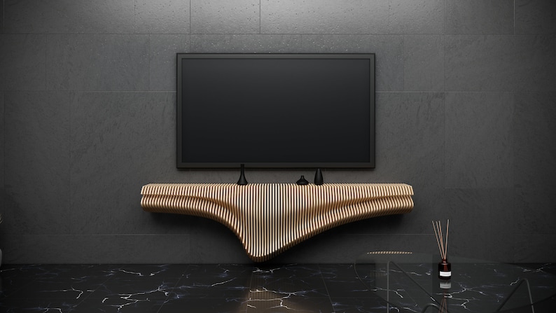 Parametric Shelf Unit Wavy Wooden Tv Unit Design & Architecture Art ...