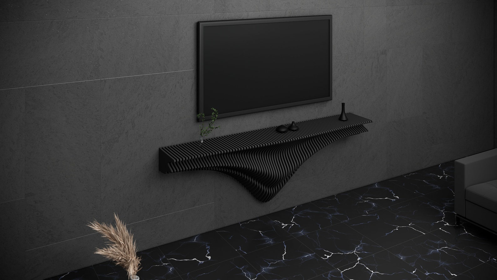 Parametric Shelf Unit Wavy Wooden Tv Unit Design & Architecture Art ...