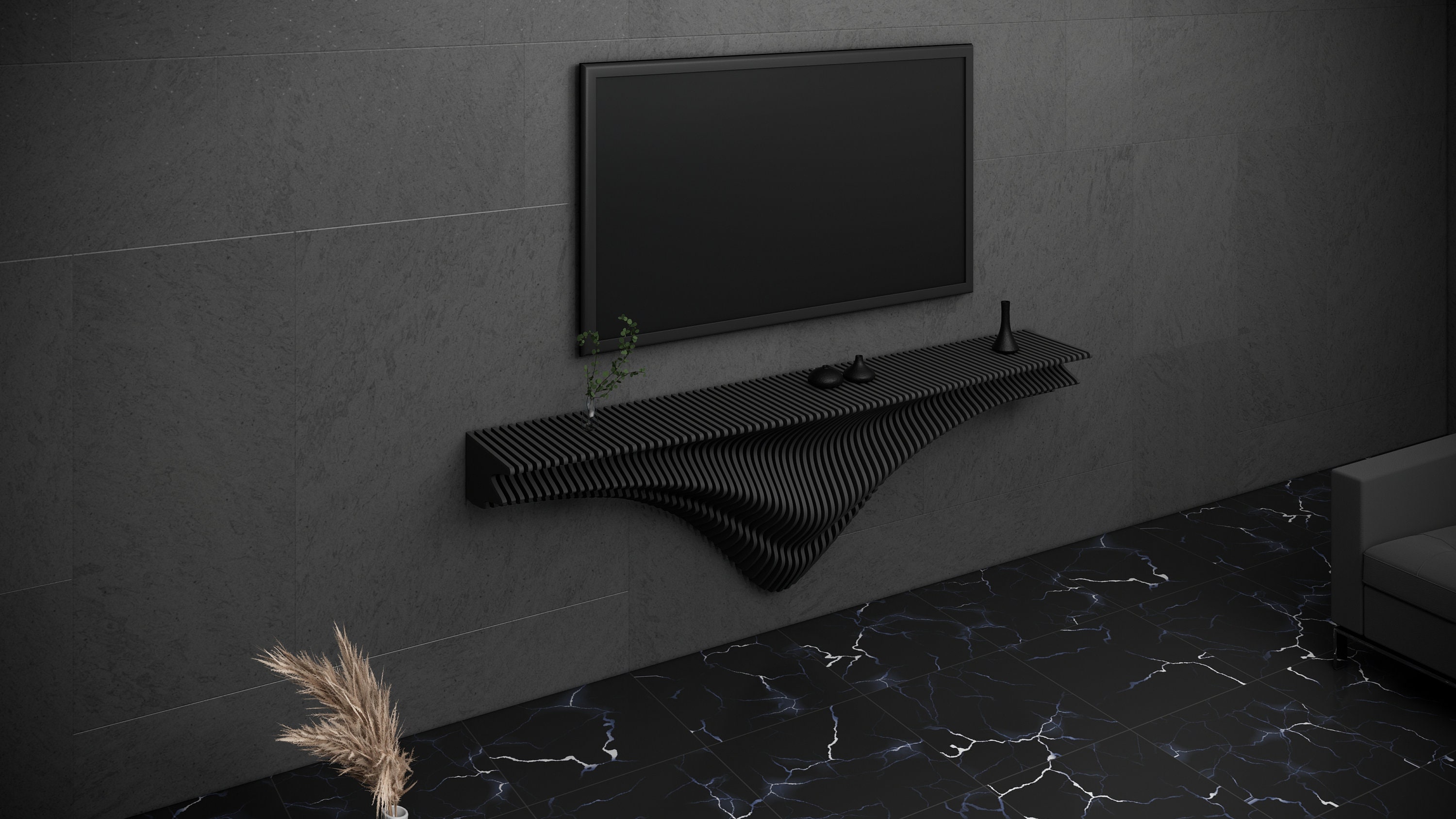 Parametric Shelf Unit Wavy Wooden Tv Unit Design & Architecture Art ...