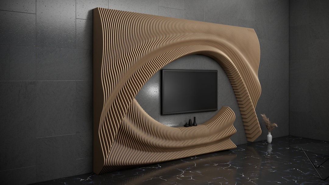 Parametric Art Wavy Wooden Panel and Modern TV Unit Design - CNC Router ...