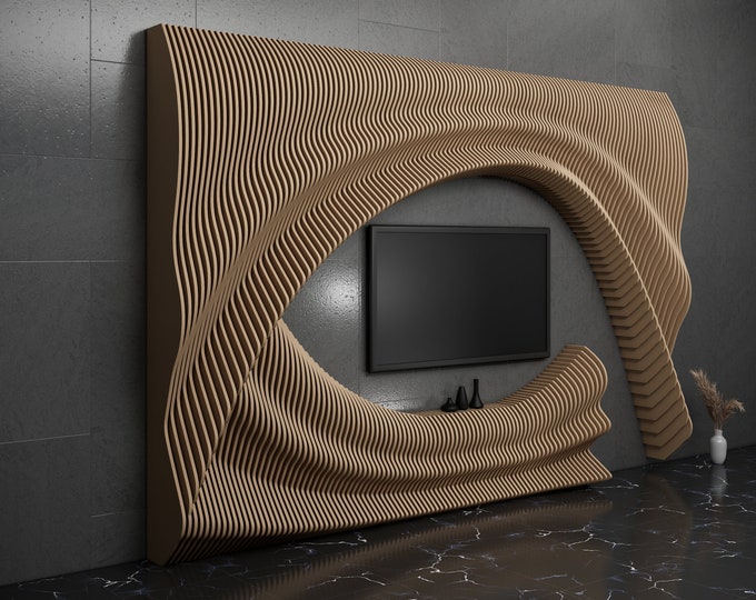 Parametric Shelf Unit Wavy Wooden Tv Unit Design & Architecture Art ...