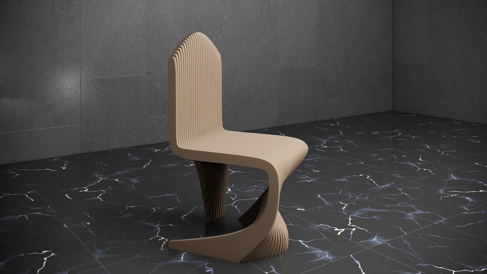 Parametric Design Wavy Wooden Art Chair Model - Interior Modern ...