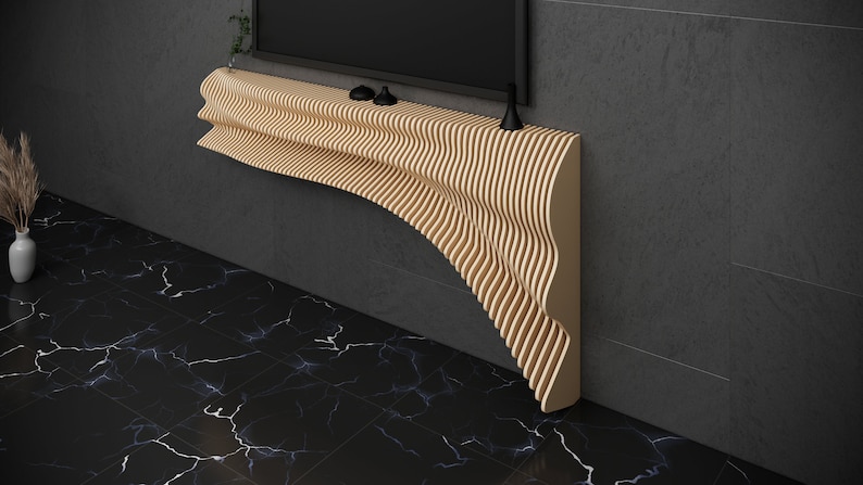 Parametric Shelf Unit Wavy Wooden Tv Unit Design & Architecture Art ...