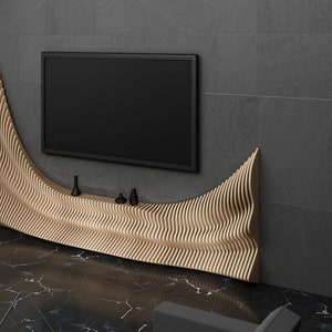 Parametric Shelf Unit Wavy Wooden Tv Unit Design & Architecture Art ...