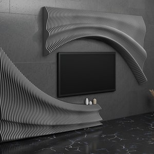 Parametric Wavy Wooden Tv Unit Shelf Tv Panel Design, Parametric ...