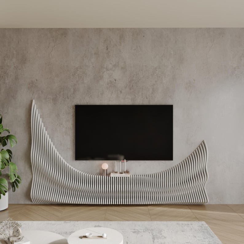 Parametric Shelf Unit Wavy Wooden Tv Unit Design & Architecture Art ...
