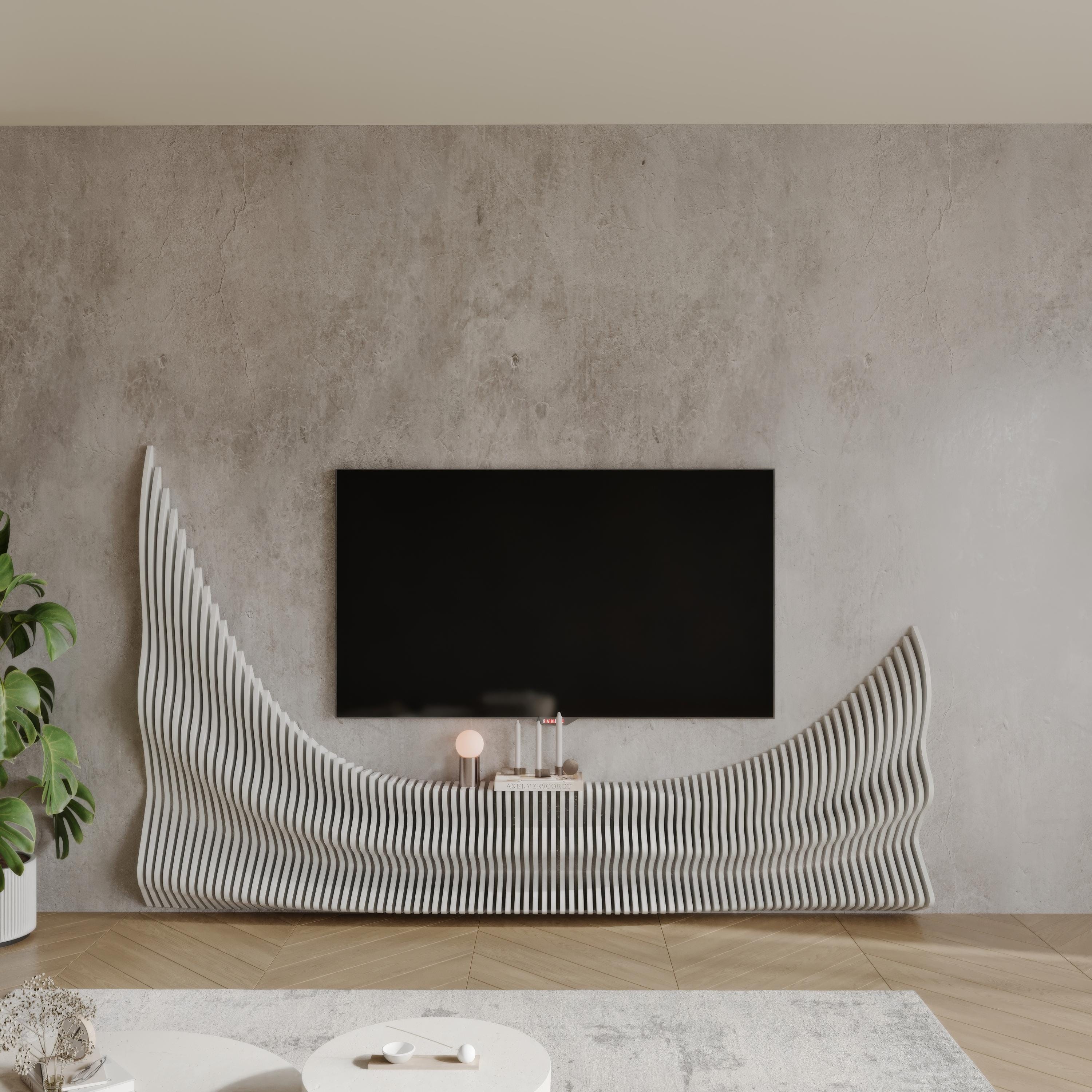 Parametric Shelf Unit Wavy Wooden Tv Unit Design & Architecture Art ...