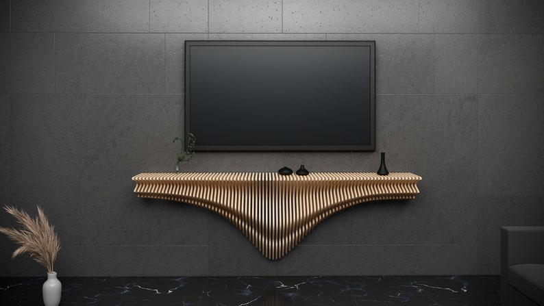 Parametric Shelf Unit Wavy Wooden Tv Unit Design & Architecture Art ...