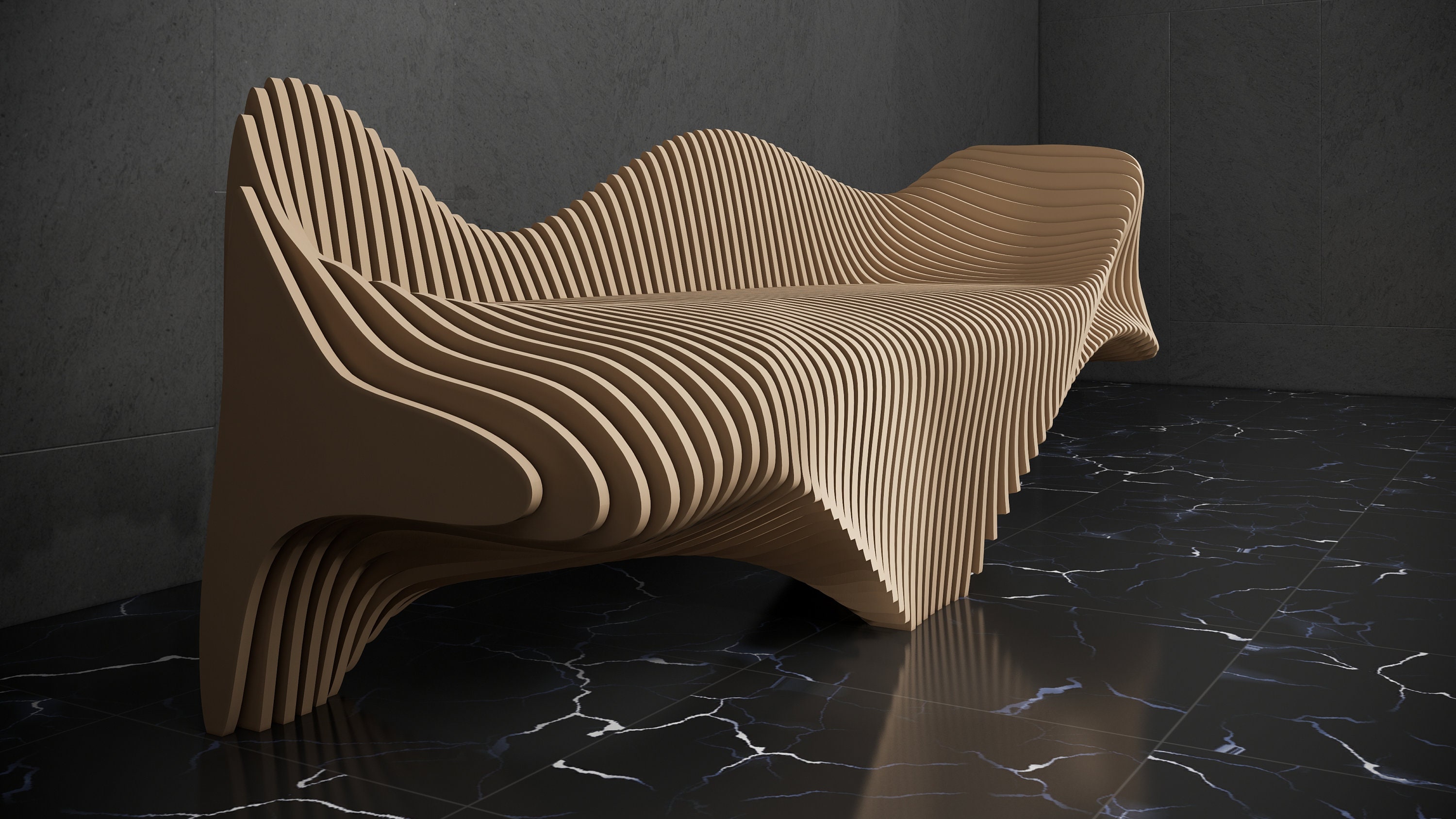 Parametric Sofa Design Wavy Wooden - Modern Furniture - 3D Art CNC ...