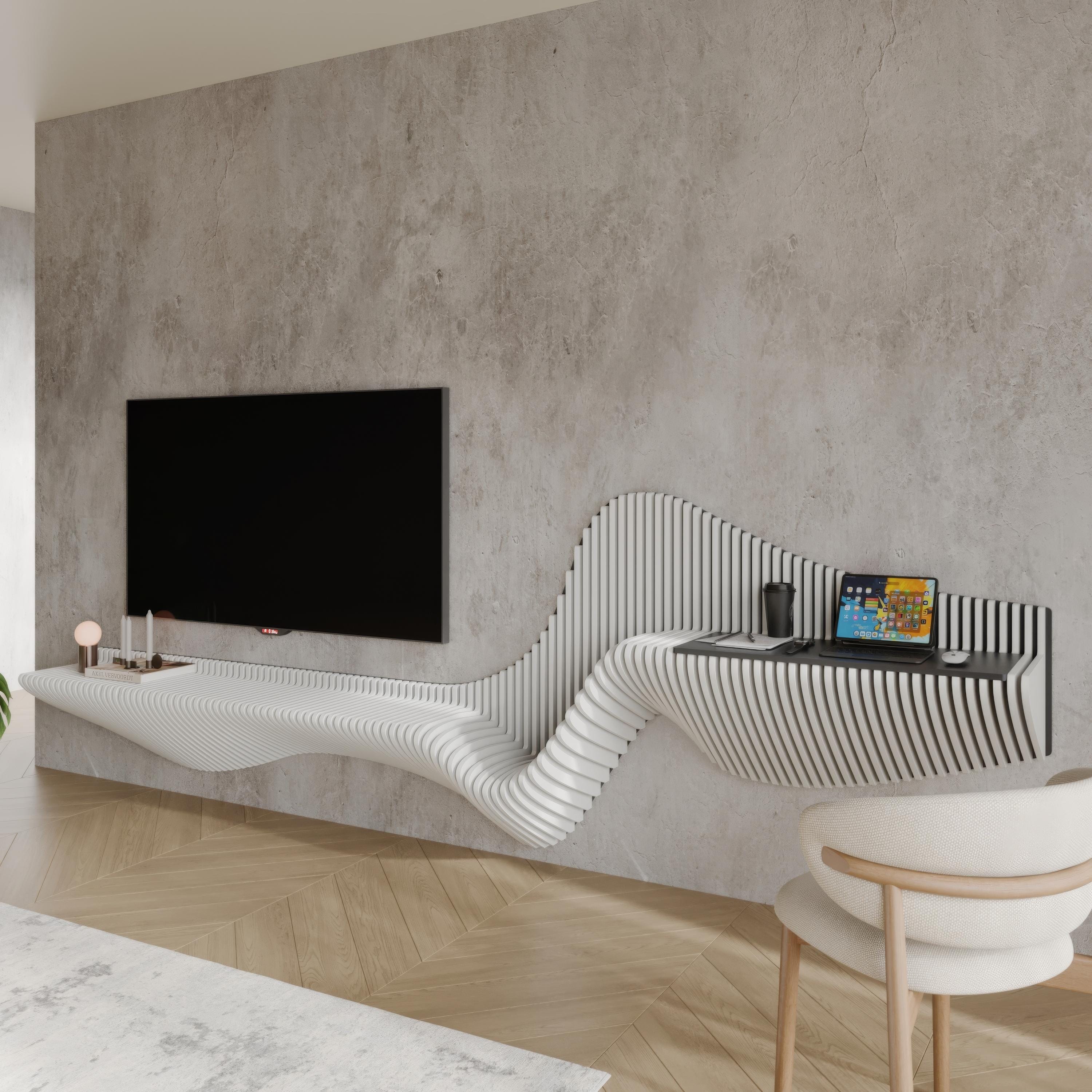 Parametric Shelf Unit Wavy Wooden Tv Unit Design & Architecture Art ...