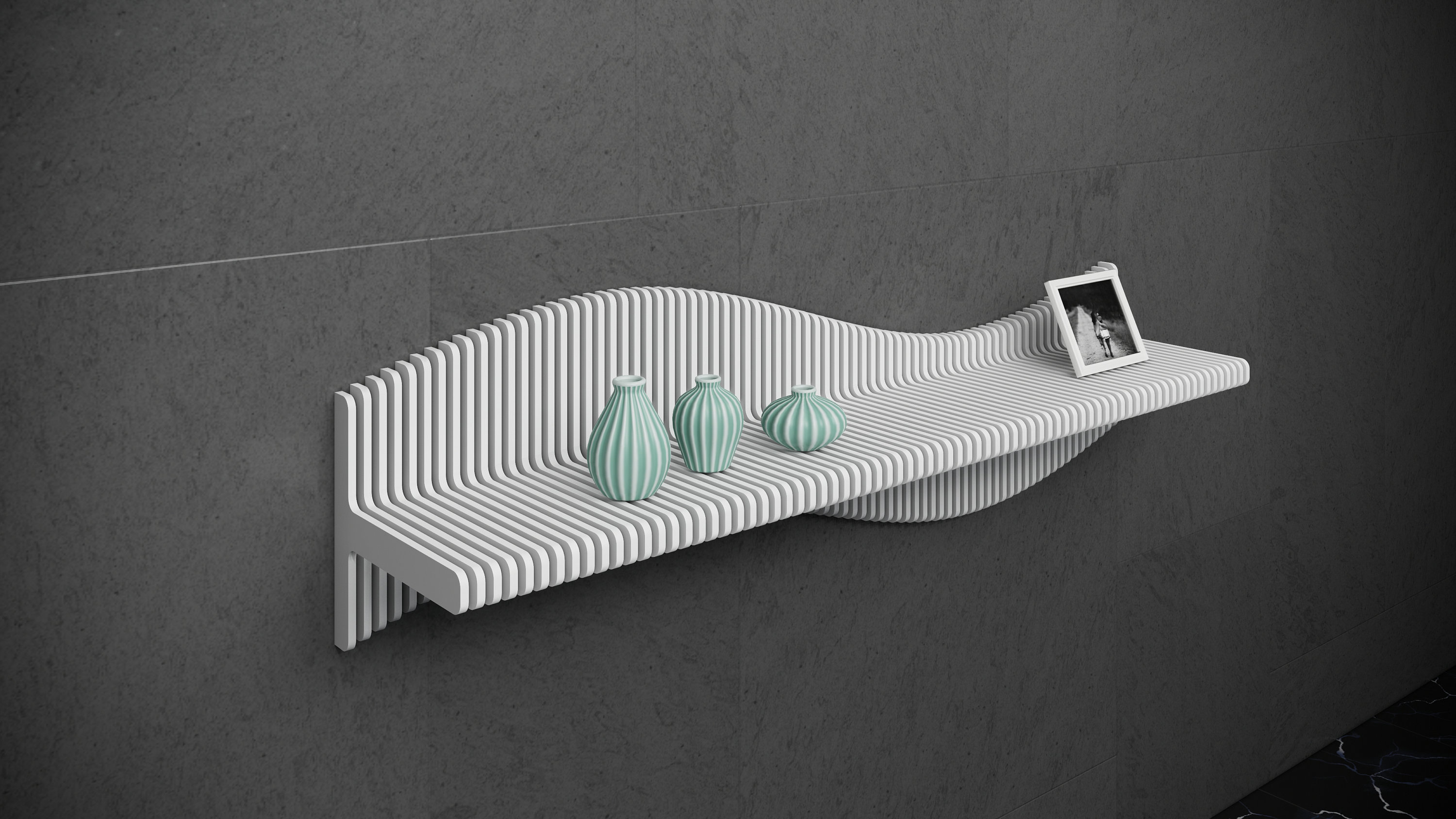 Parametric Wall Art Wavy Wooden Shelf Decor & Modern Furniture Design ...