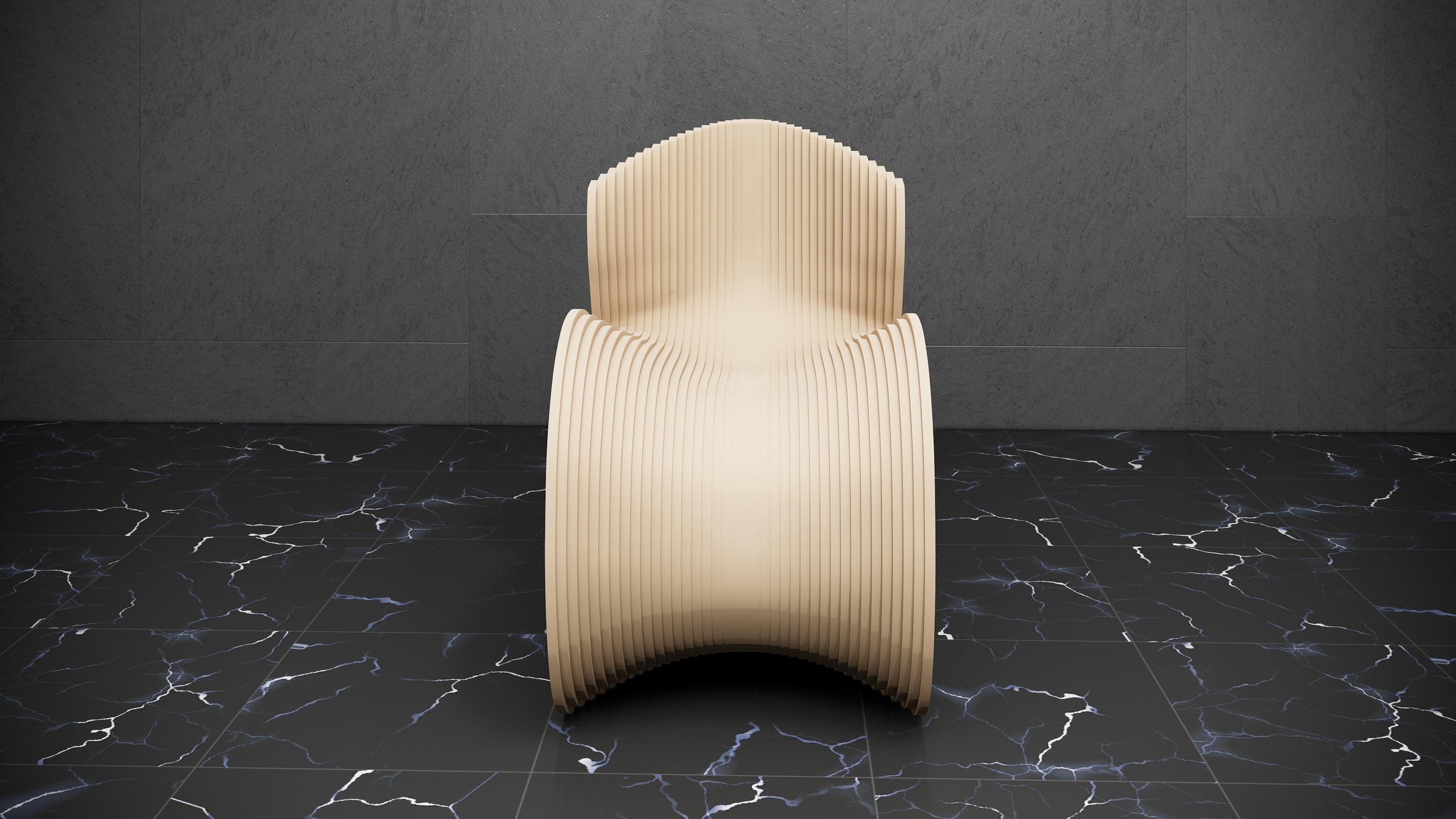 Parametric Design Wavy Wooden Art Chair Model Interior Modern Furniture ...
