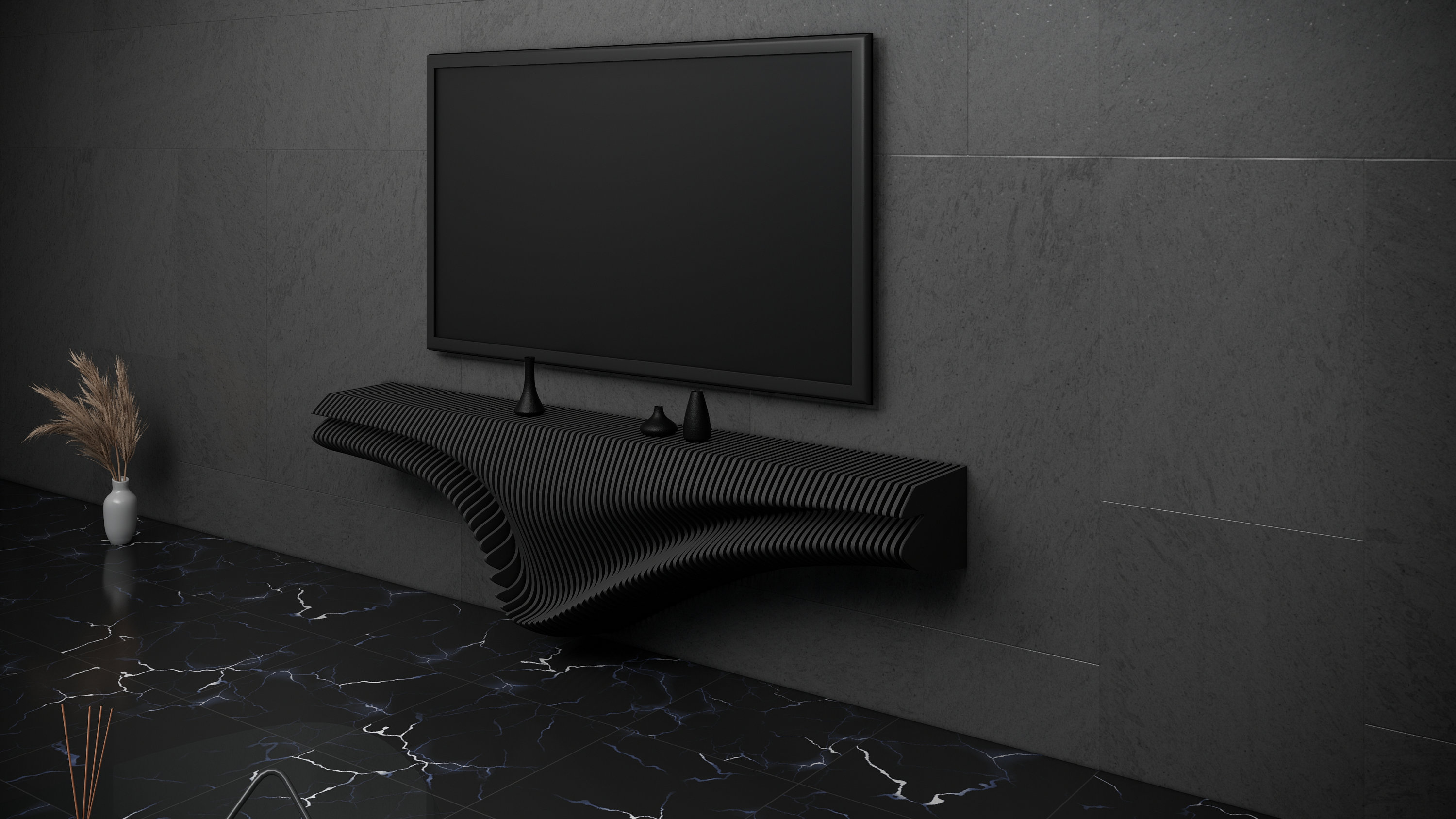 Parametric Shelf Unit Wavy Wooden Tv Unit Design & Architecture Art ...