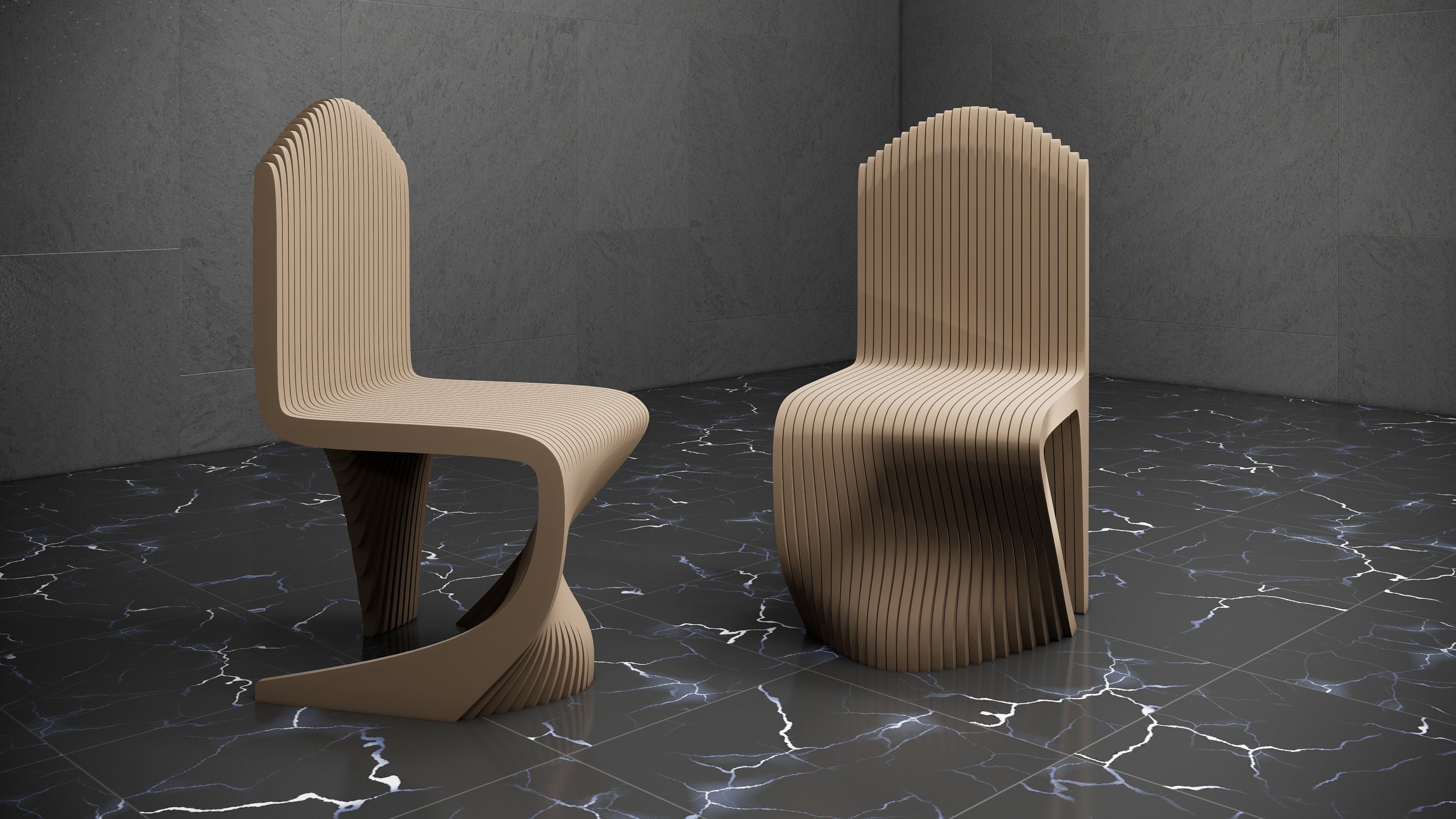 Parametric Design Wavy Wooden Art Chair Model - Interior Modern ...