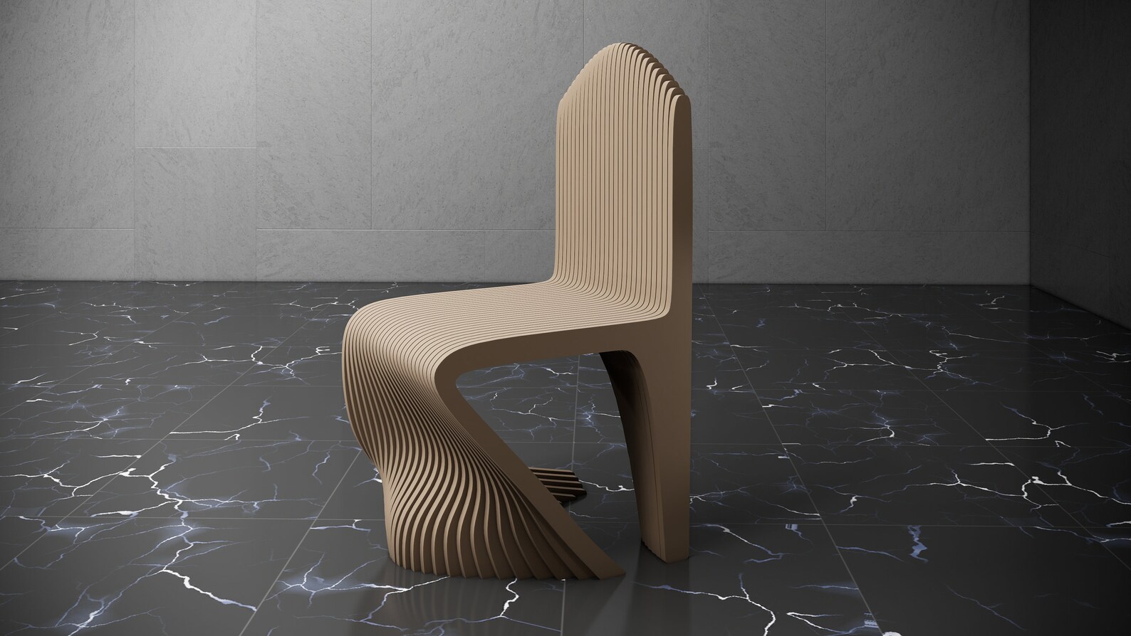 Parametric Design Wavy Wooden Art Chair Model Interior Modern Furniture ...