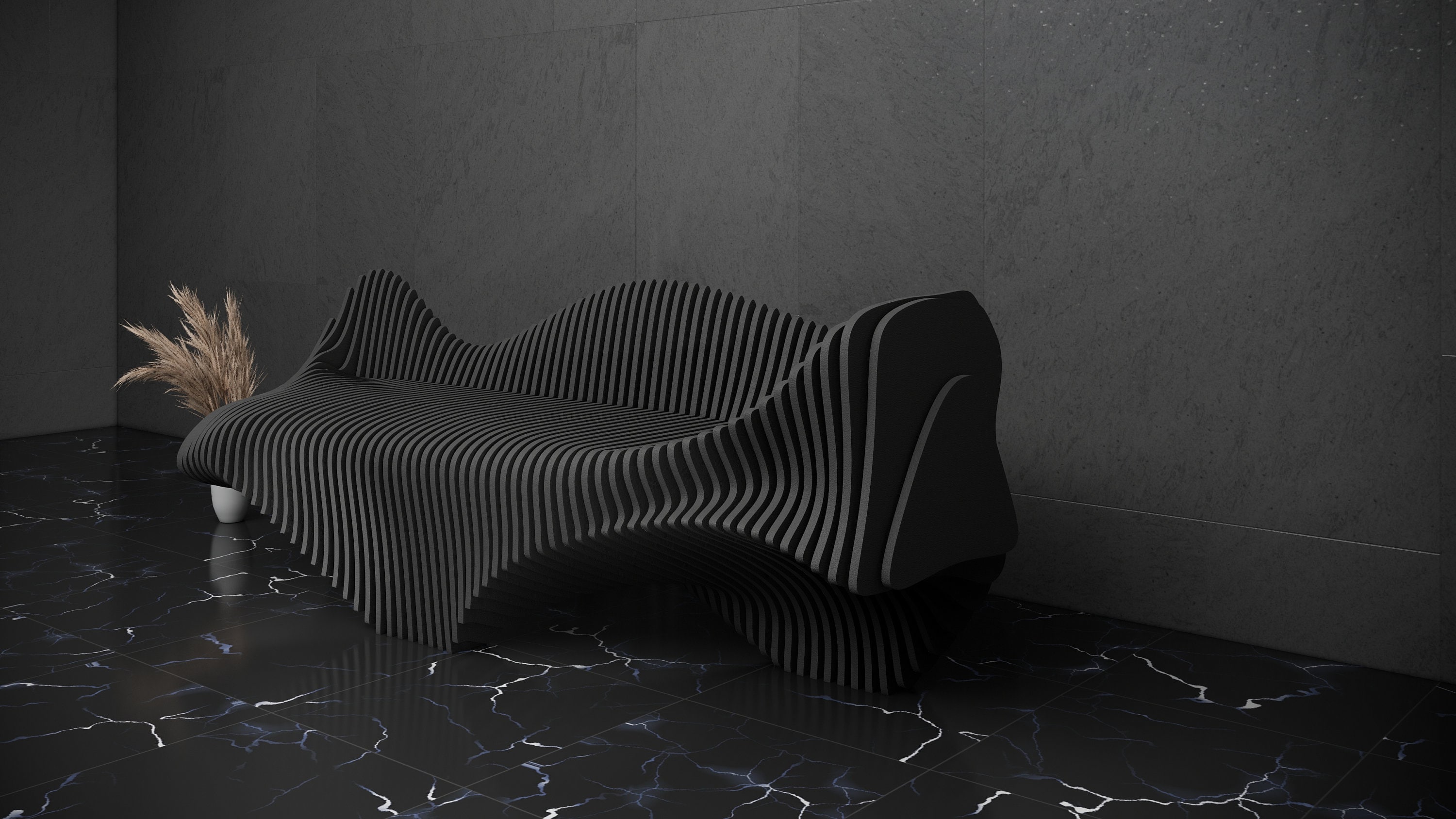 Parametric Sofa Design Wavy Wooden - Modern Furniture - 3D Art CNC ...