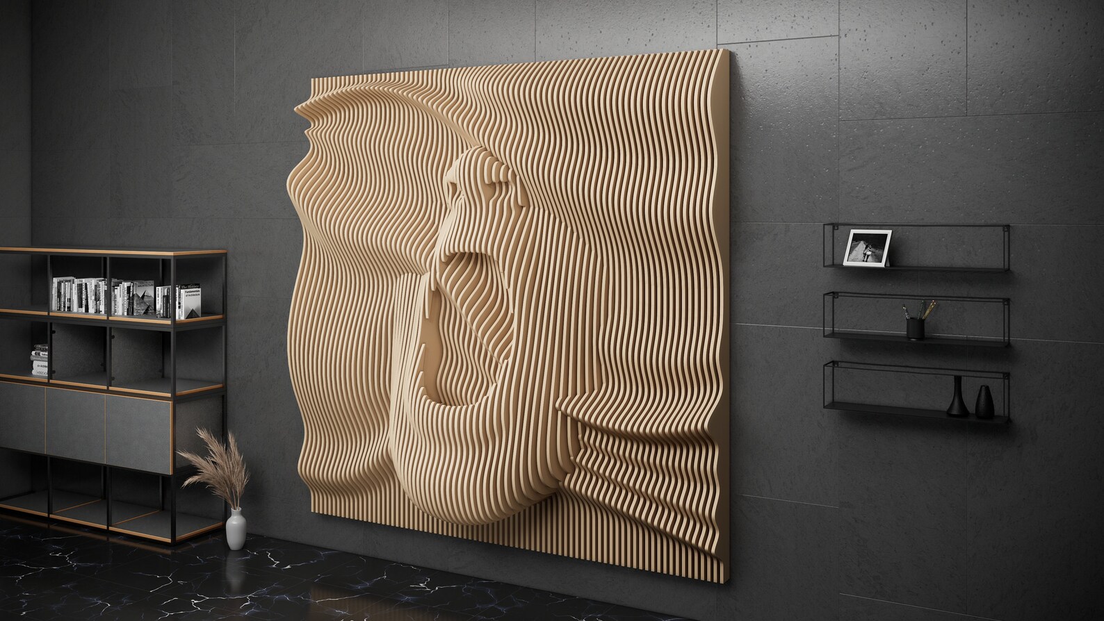 Parametric Art Wooden Wavy Wooden Wall Decor 3D Print CNC Router ...