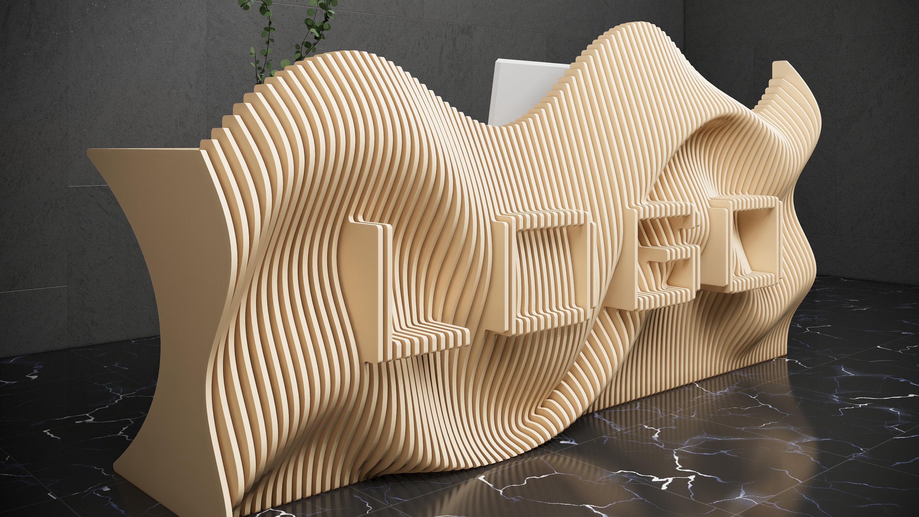 Parametric Logo Design Wavy Wooden Parametric Office Desk and Interior ...