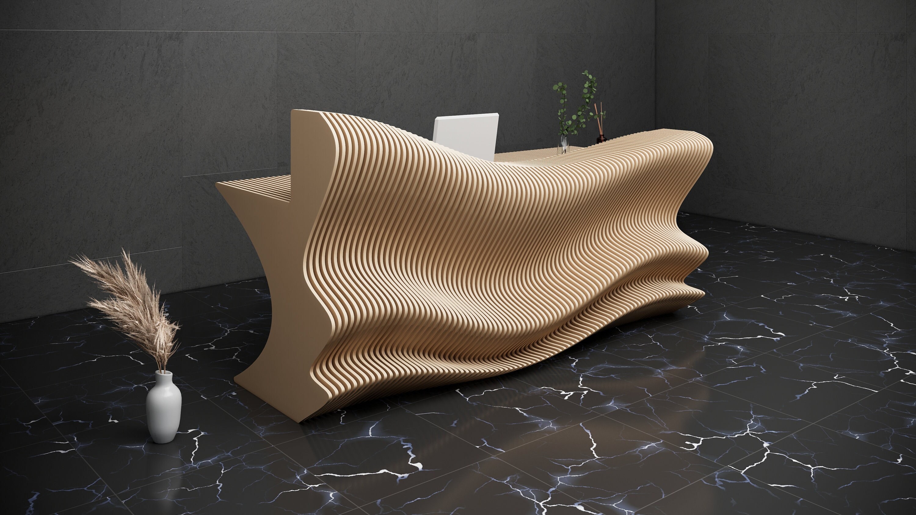 Parametric Art Wooden Wavy Wooden Furniture 3D Print CNC Router Cutting ...