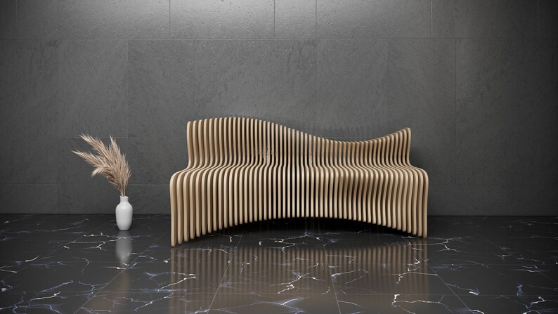 Parametric Art Wavy Wooden Sofa Design & Modern Furniture Design 3D ...