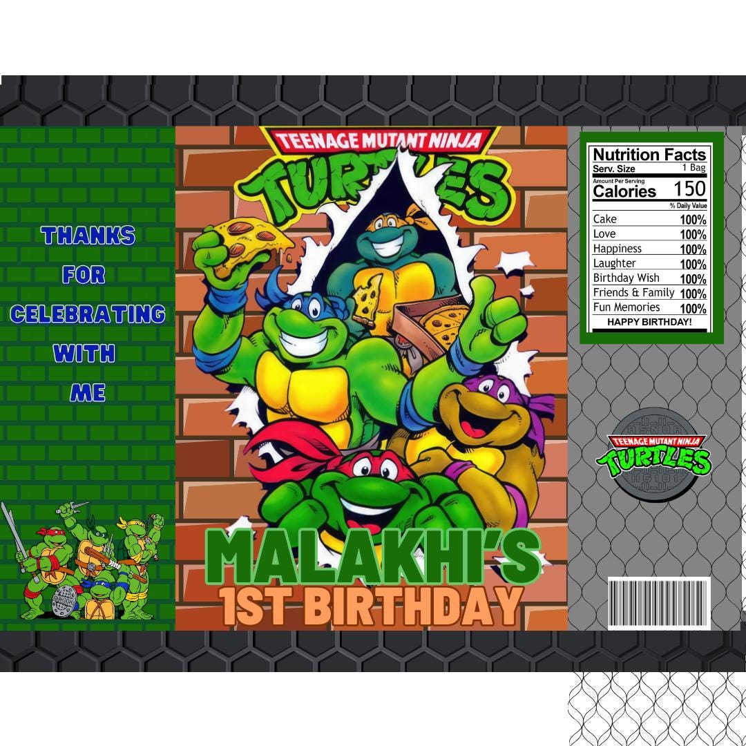 Editable CANVA Ninja Turtle Party Favor Template - Etsy