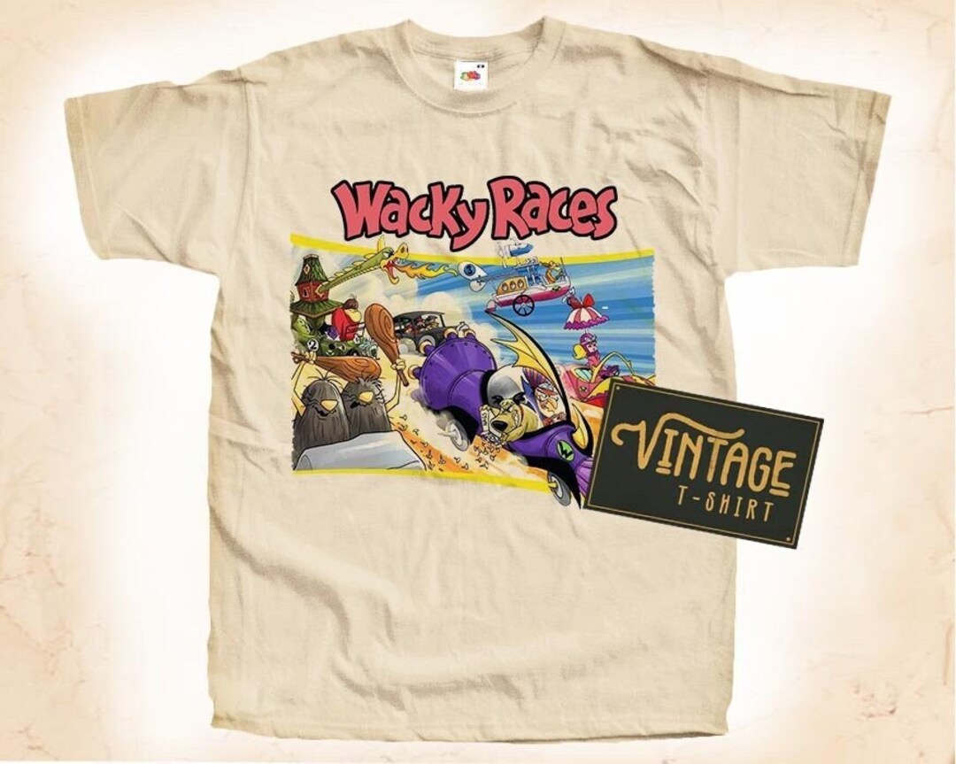 Wacky Races V1 Tshirt Vintage Natural Color Men's Tshirt DTG Digital ...